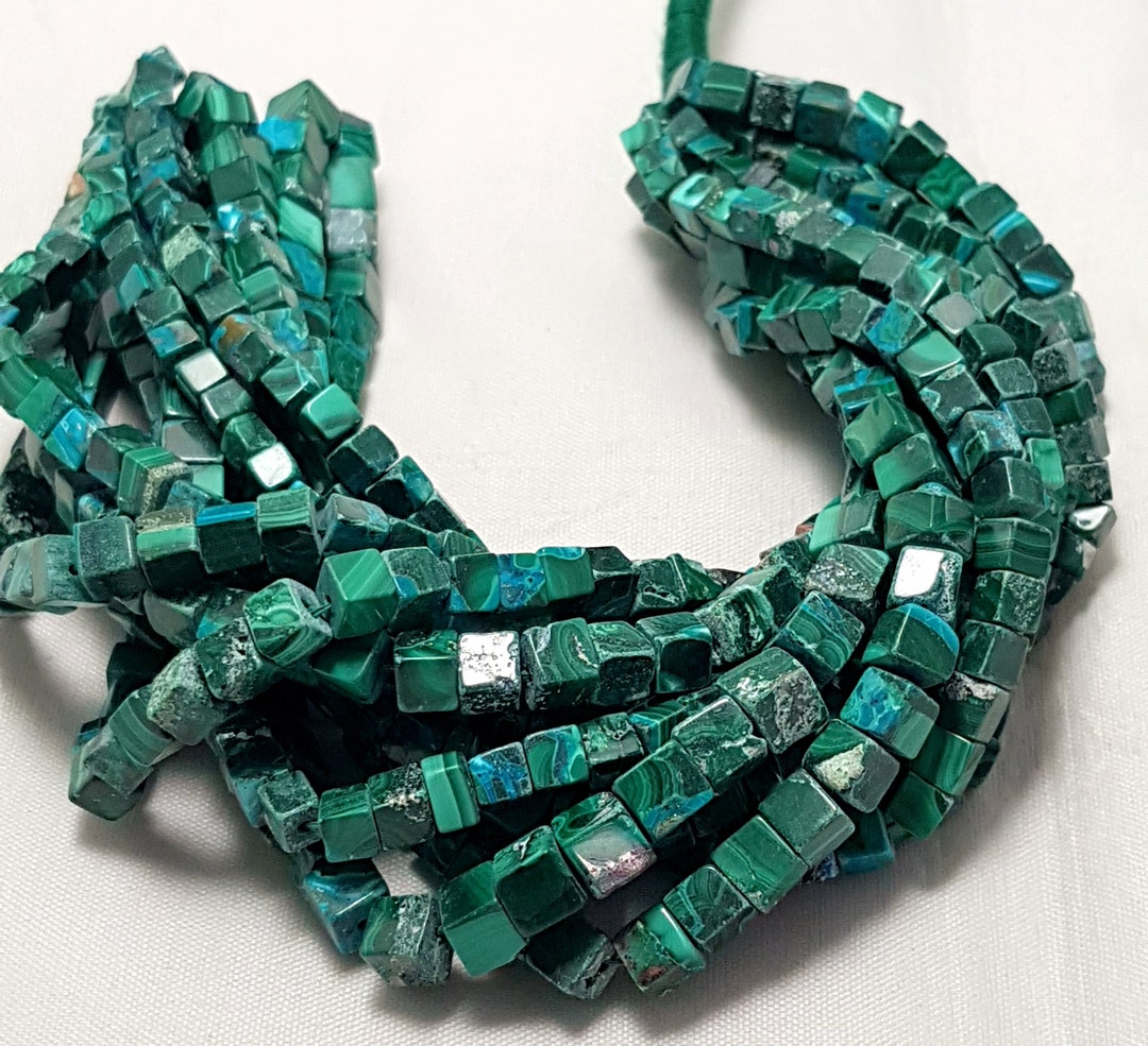 Natural Malachite Cube Box Shape Smooth Gemstone Beads/4-6 Mm/malachite ...