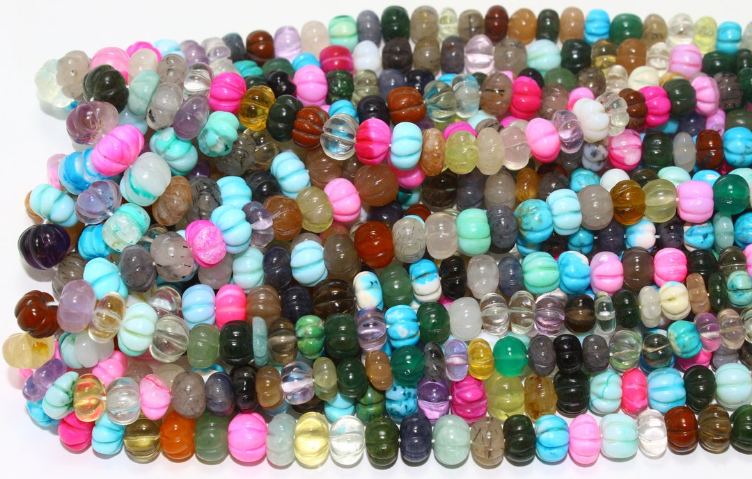 Disco Multi Carved Watermelon Shape Beads 7mm to 8mm Red Jade Carving ...