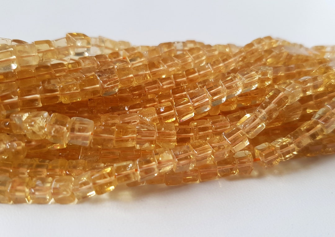 AAA Natural Citrine Cube Box Shape Smooth Gemstone Beads/4-6 Mm/citrine ...