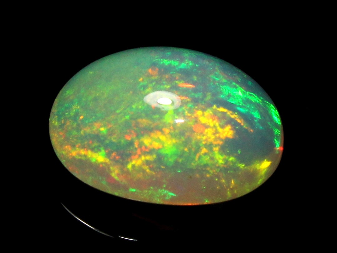 5.25 Carat Natural Ethiopian Opal-oval Gemstone-smooth Opal Cabochon-rare Multi Fire Opal-welo ...