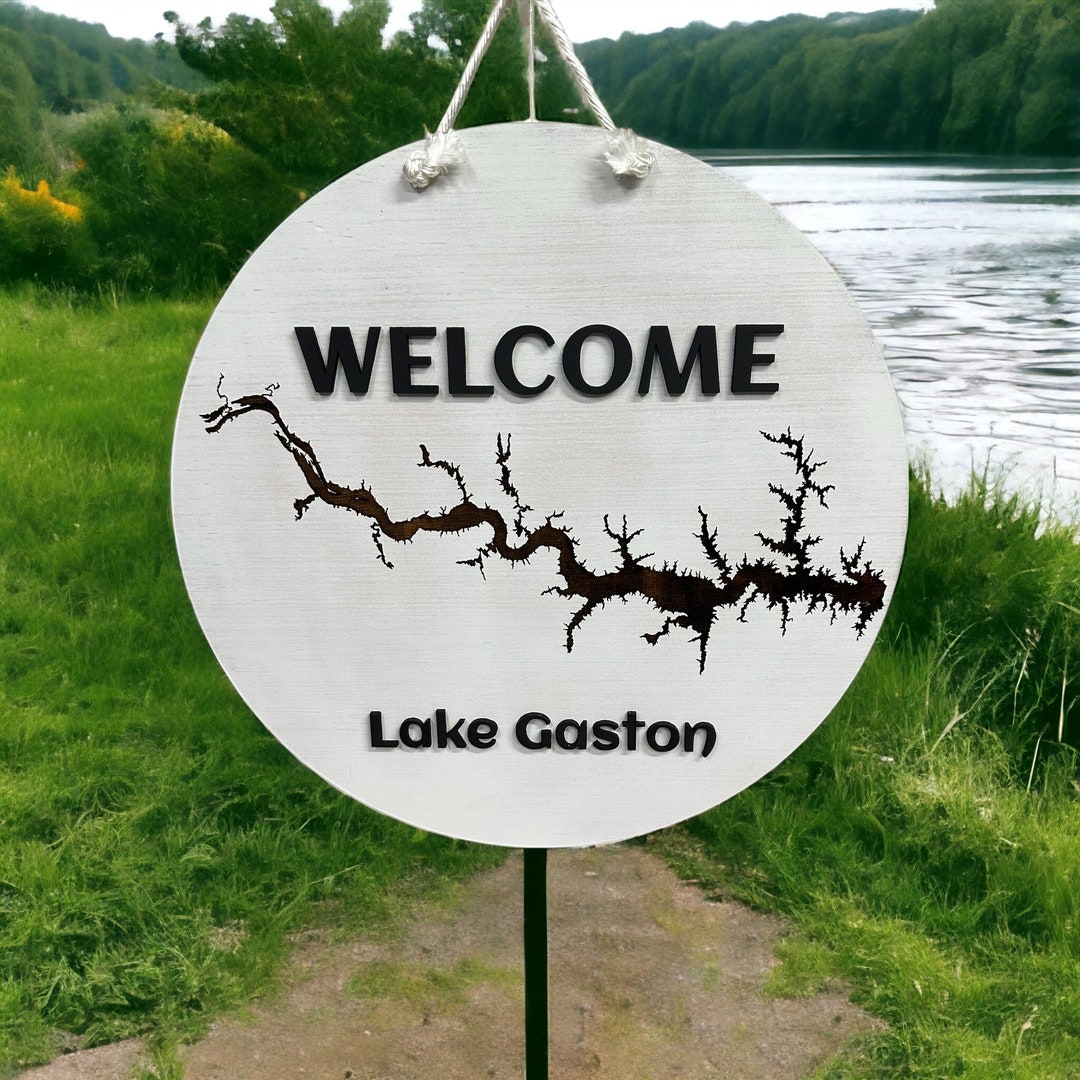 Lake Gaston Engraved Map Silhouette Doorhanger Custom Handcrafted ...