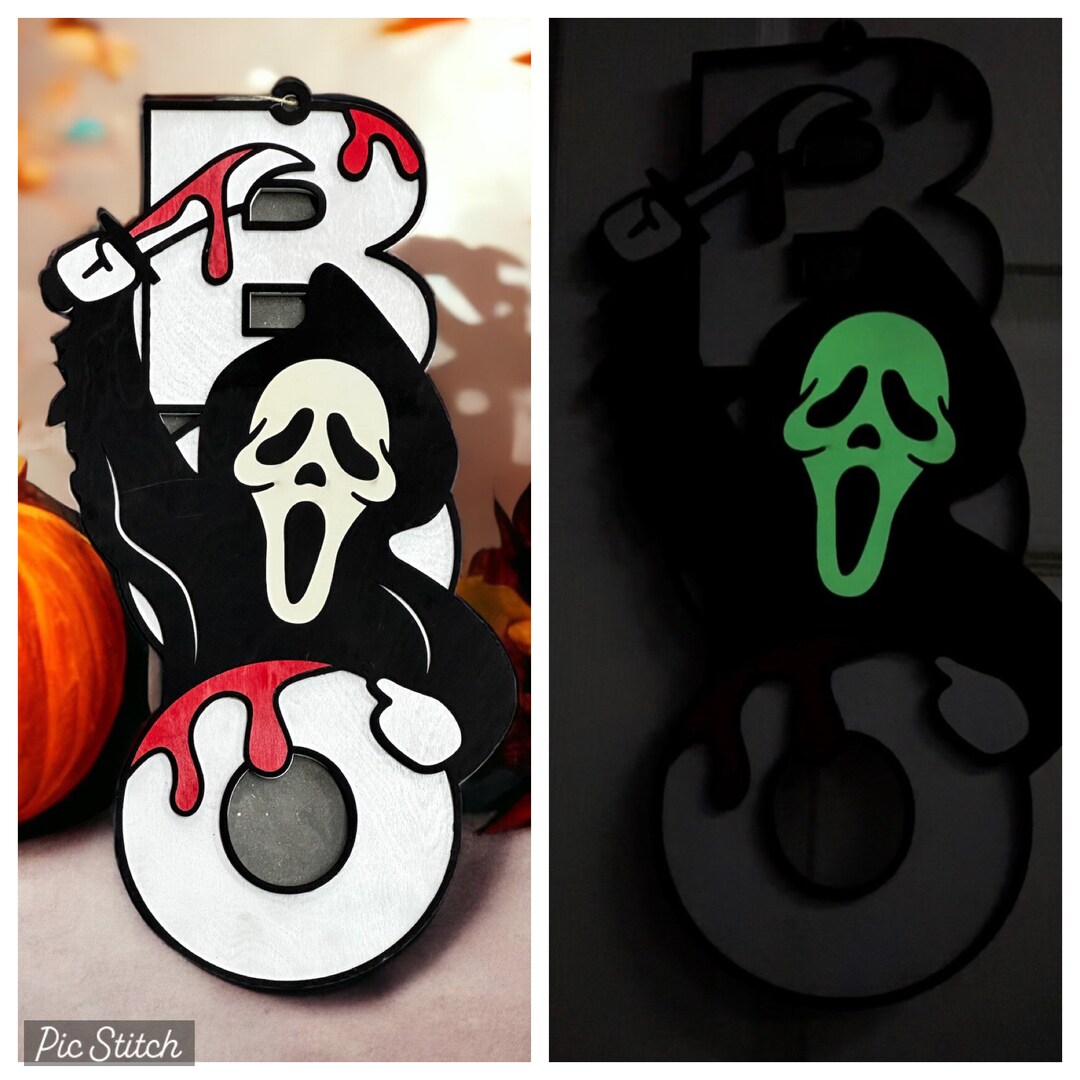 Halloween Boo Ghost Face 3D Wooden Sign - Etsy