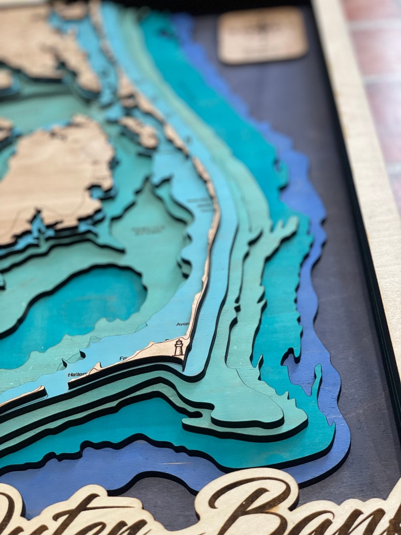 Outer Banks OBX Bathymetric Map Wooden 3D Map - Etsy