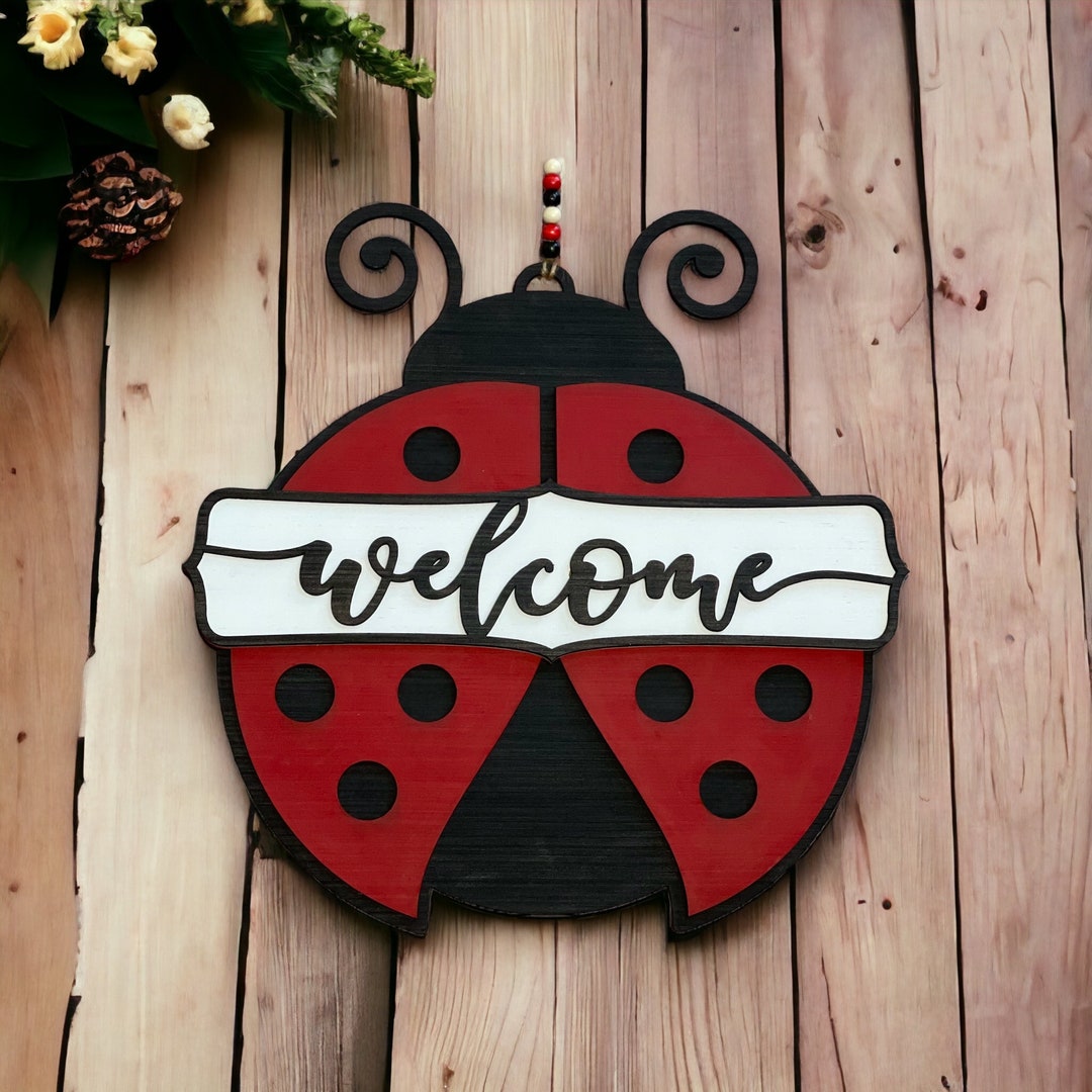 Ladybug Welcome Sign - 3D Wooden Custom Wreath - Etsy