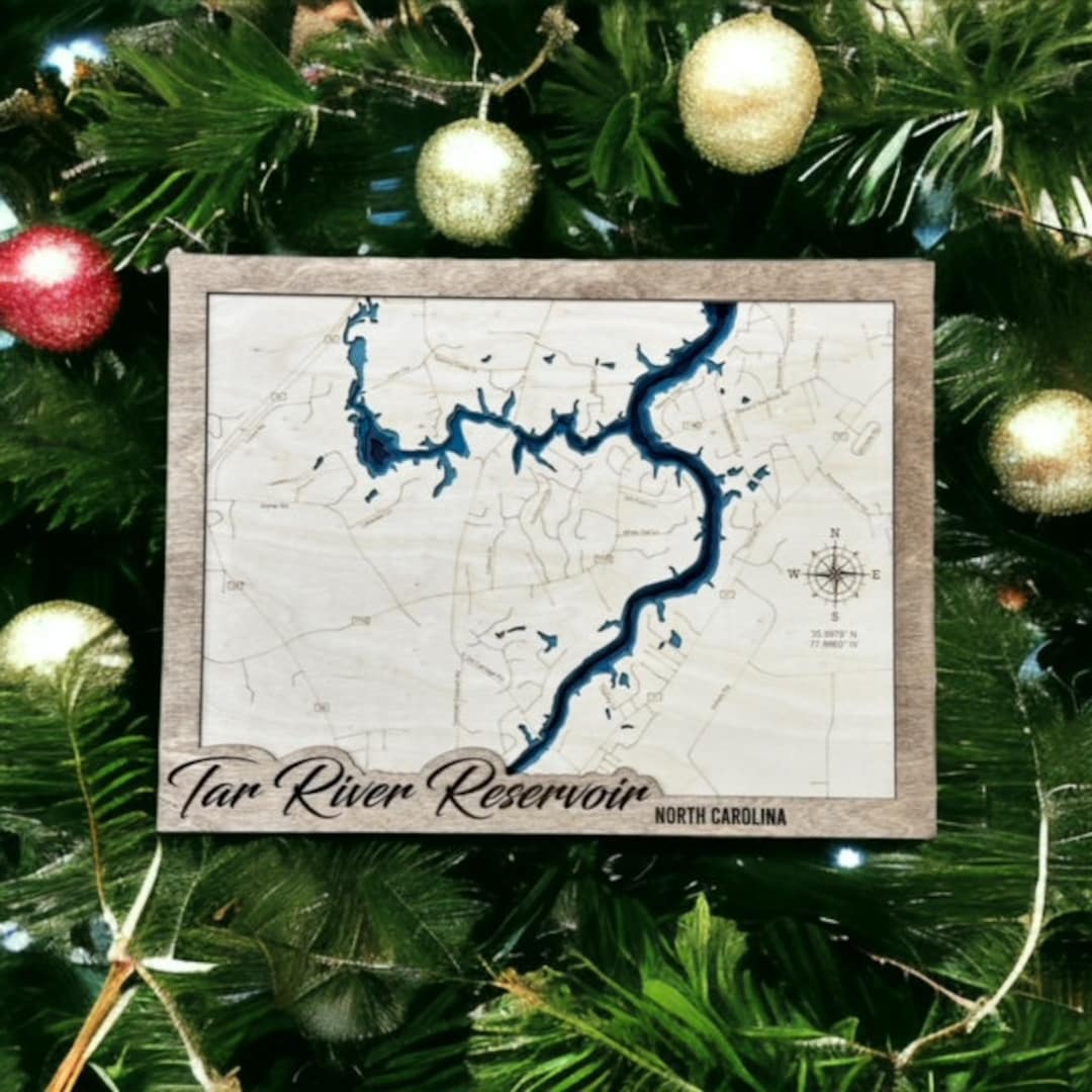 Tar River Reservoir Bathymetric Map Nash County NC Multi-layer Map Gift ...