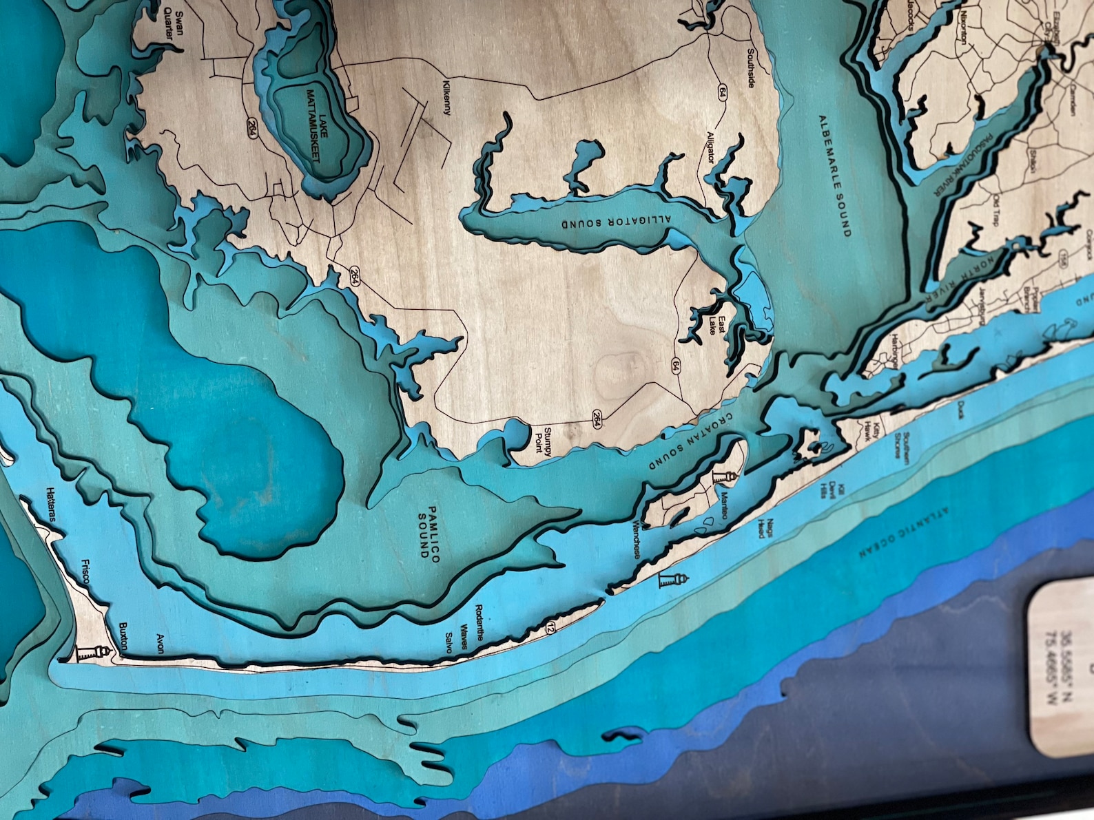 Outer Banks OBX Bathymetric Map Wooden 3D Map - Etsy