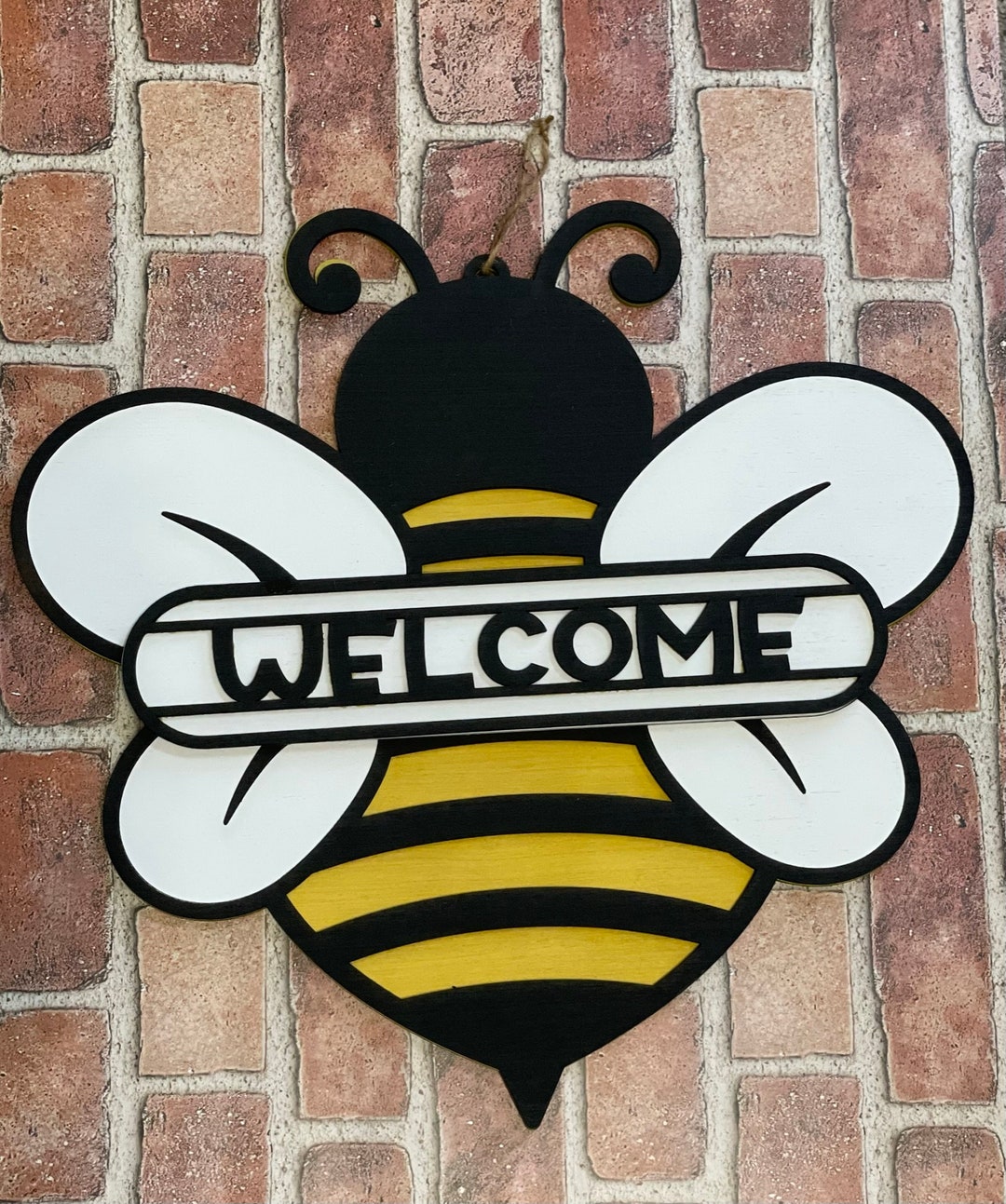 Bumble Bee Welcome Sign Wooden 3D Doorhanger, Birthday Gift ...
