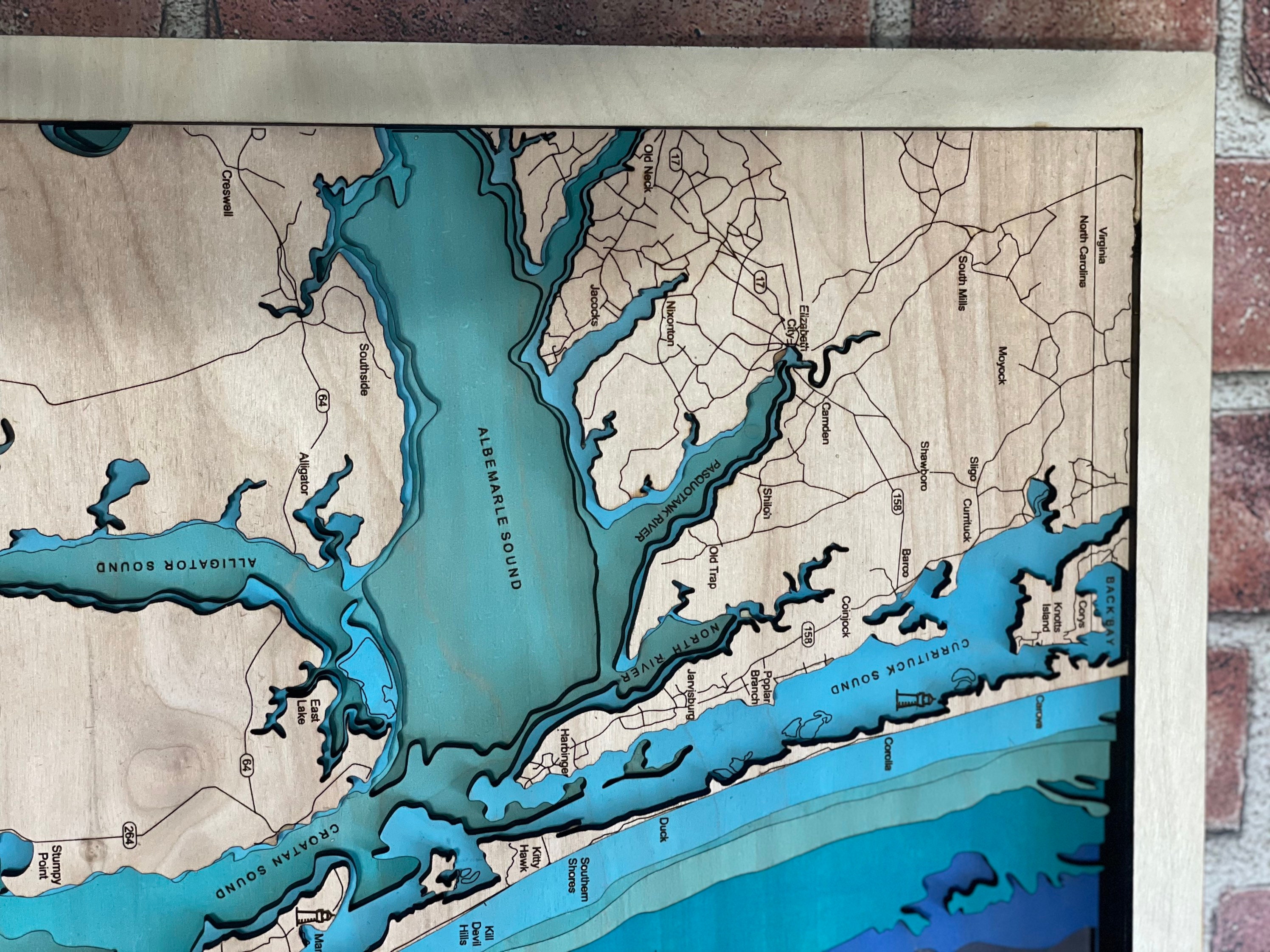 Outer Banks OBX Bathymetric Map Wooden 3D Map - Etsy