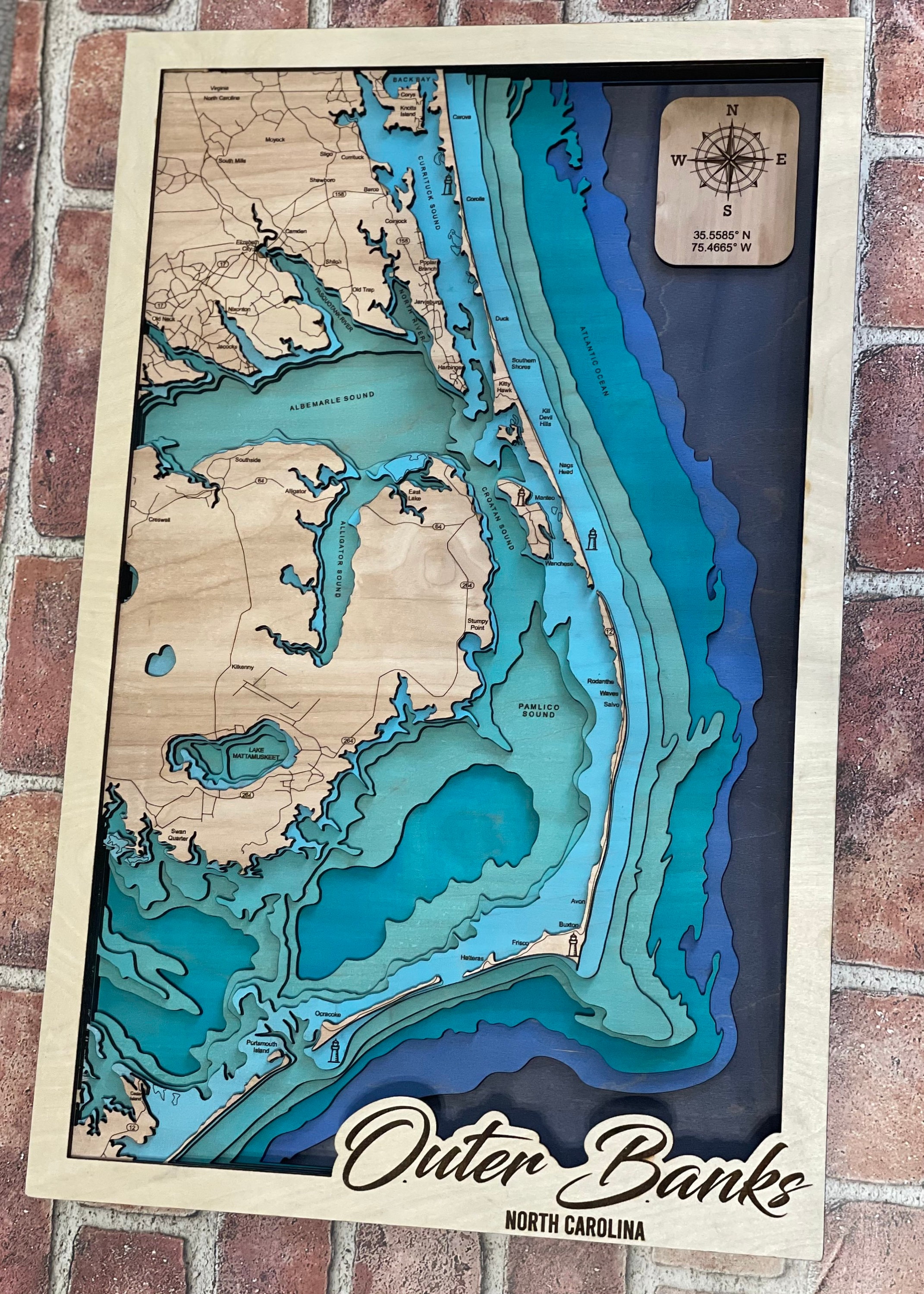 Outer Banks OBX Bathymetric Map Wooden 3D Map - Etsy