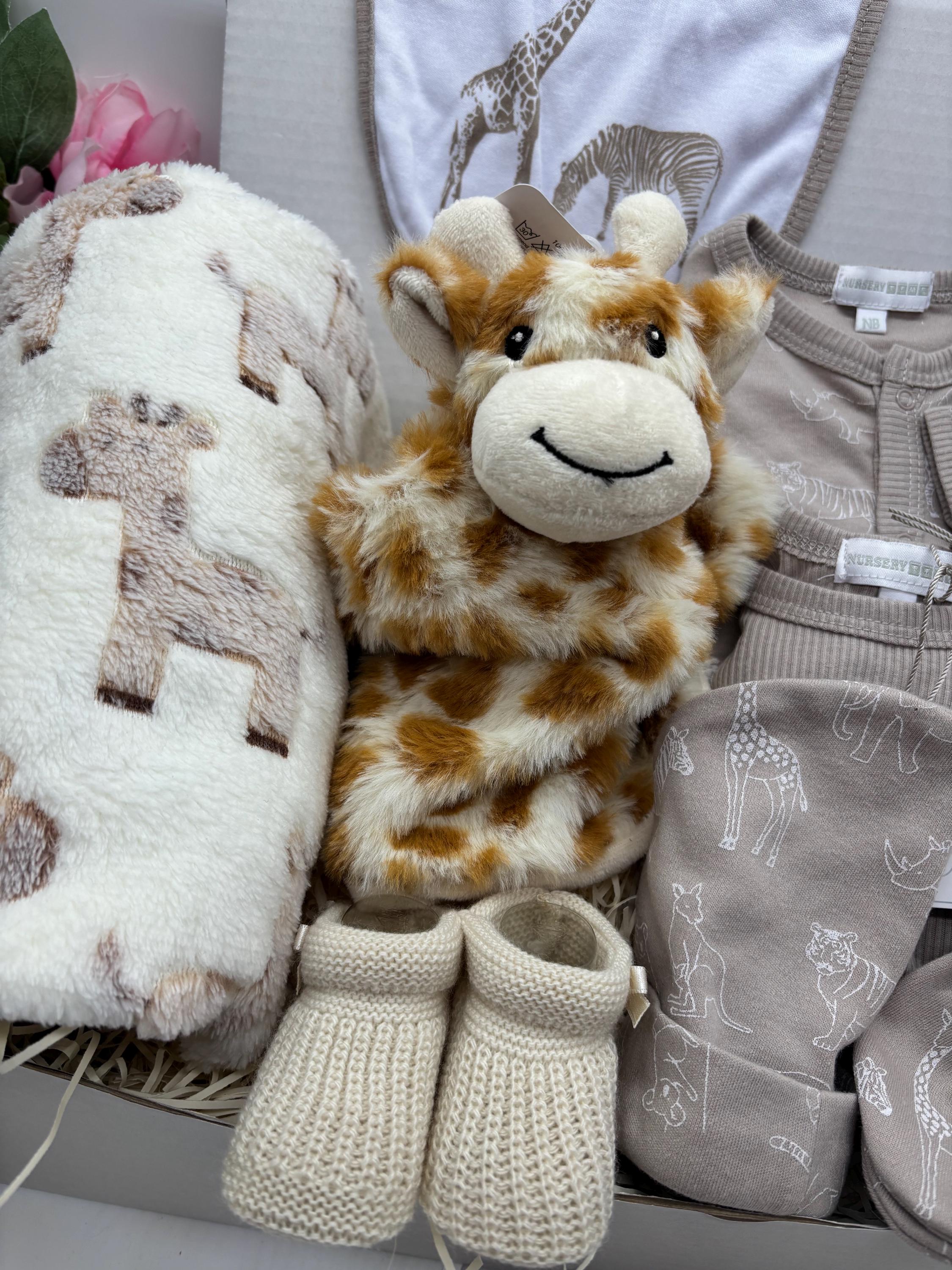 Safari Baby Gift Box | Giraffe Plush, Booties & Sleepsuit Set - Etsy