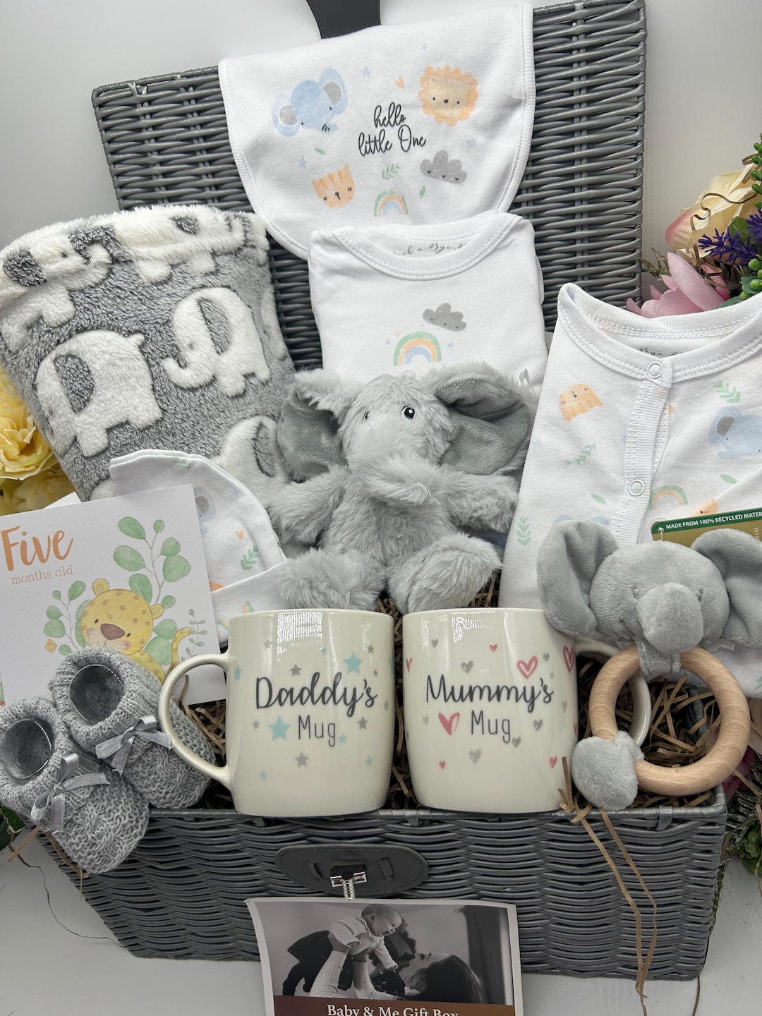 Safari Baby Hamper: Unisex Elephant Gift Set, New Parent Mugs - Etsy UK