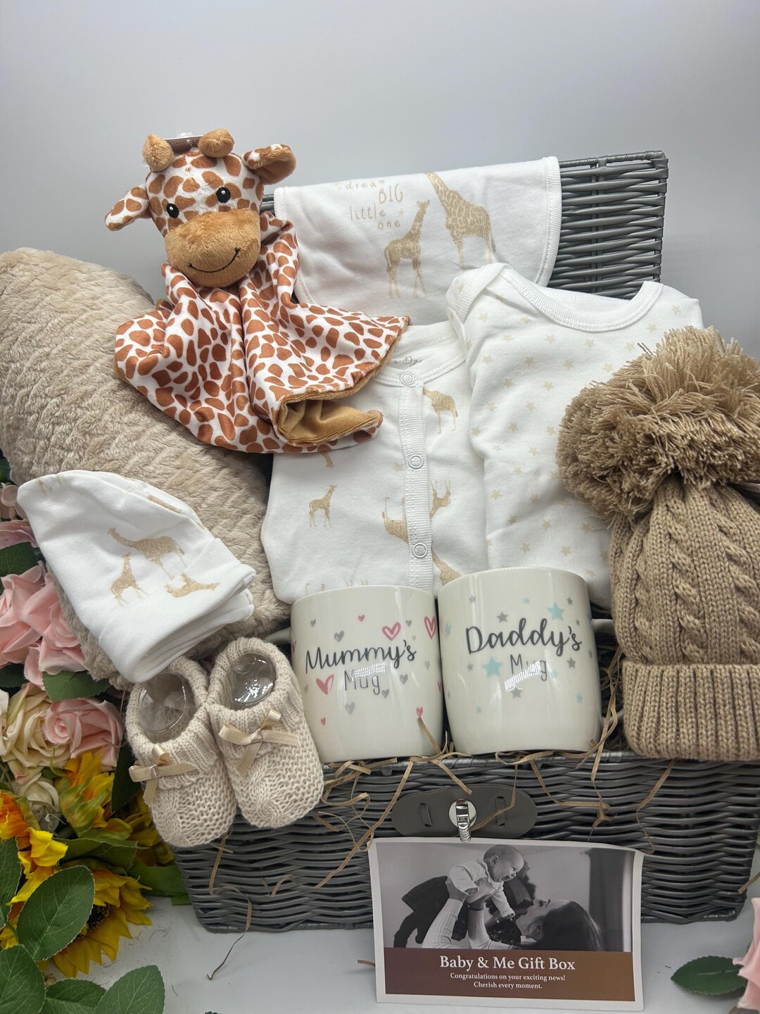 Safari Baby Hamper Gift Box: Safari Outfit, Giraffe Teddy, Parent Mugs ...