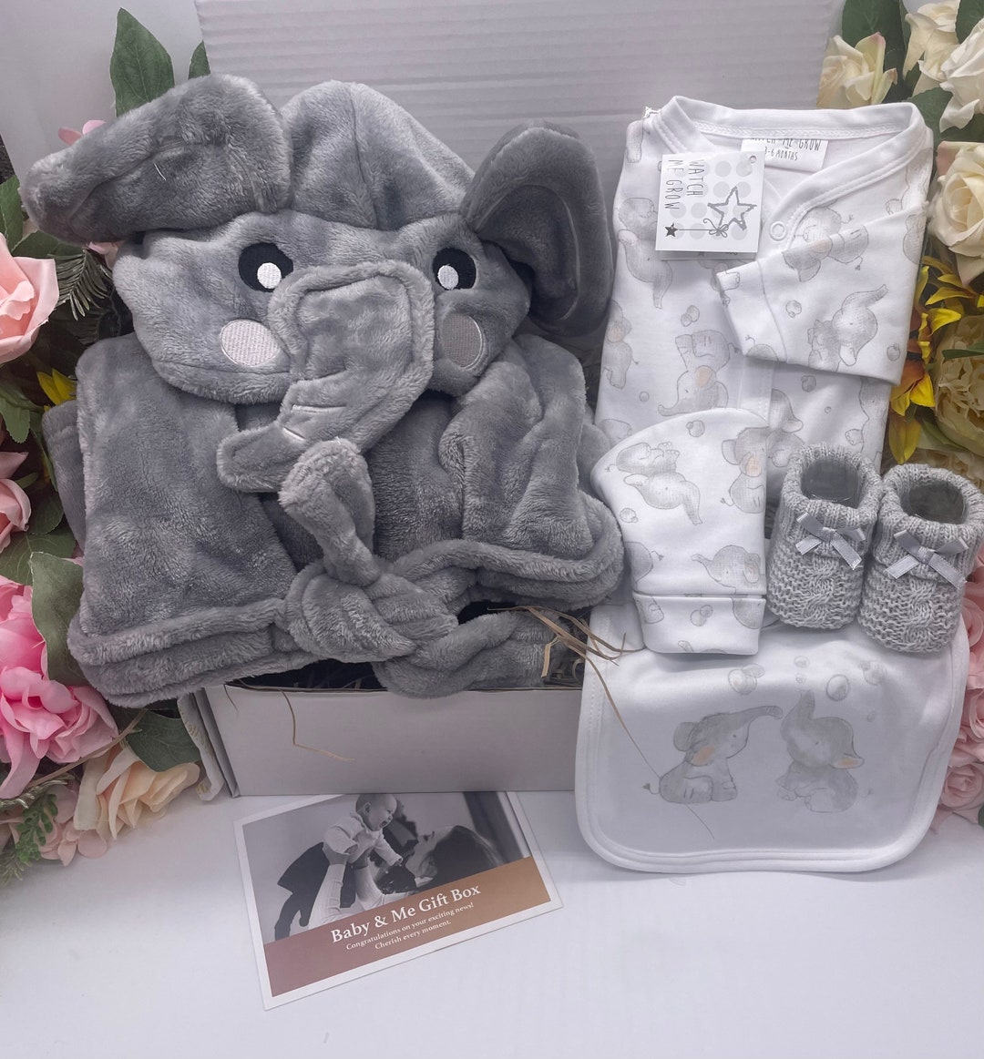 Baby Hamper. New Parent Gift Box, New Baby Gift, Unisex Elephant Baby ...