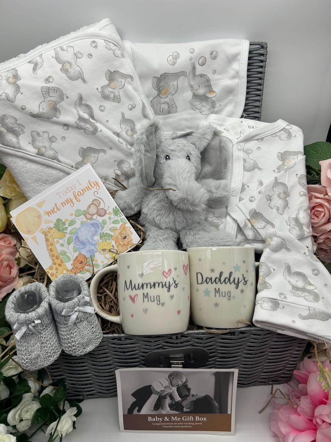 New ''baby Elephant'' Theme Baby Hamper, Baby Shower Basket, Mugs for ...