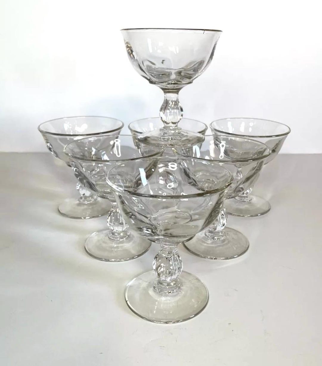 6 Duncan Miller Crystal Champagne Glasses Clear Canterbury Tall Sherbet ...