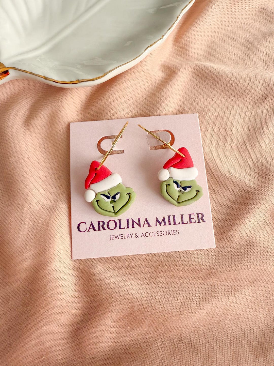 The Grinch - 18k Gold Plated Hoops - Hypoallergenic- Lightweight ...
