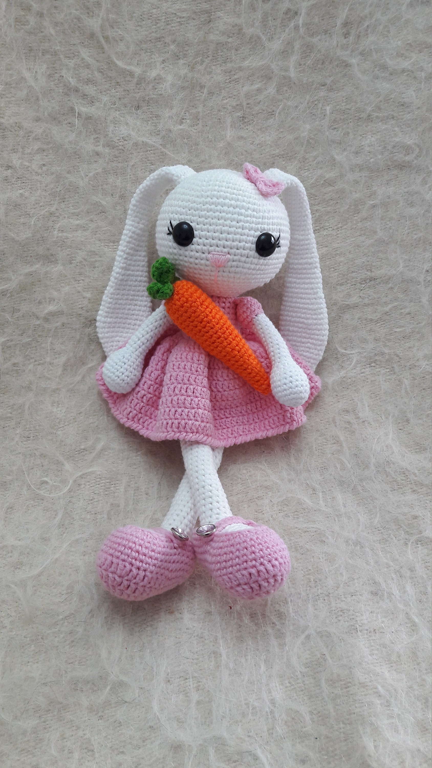 Pink Crochet Bunny, Easter Bunny Toy, Long Eared Bunny, Easter Decor ...