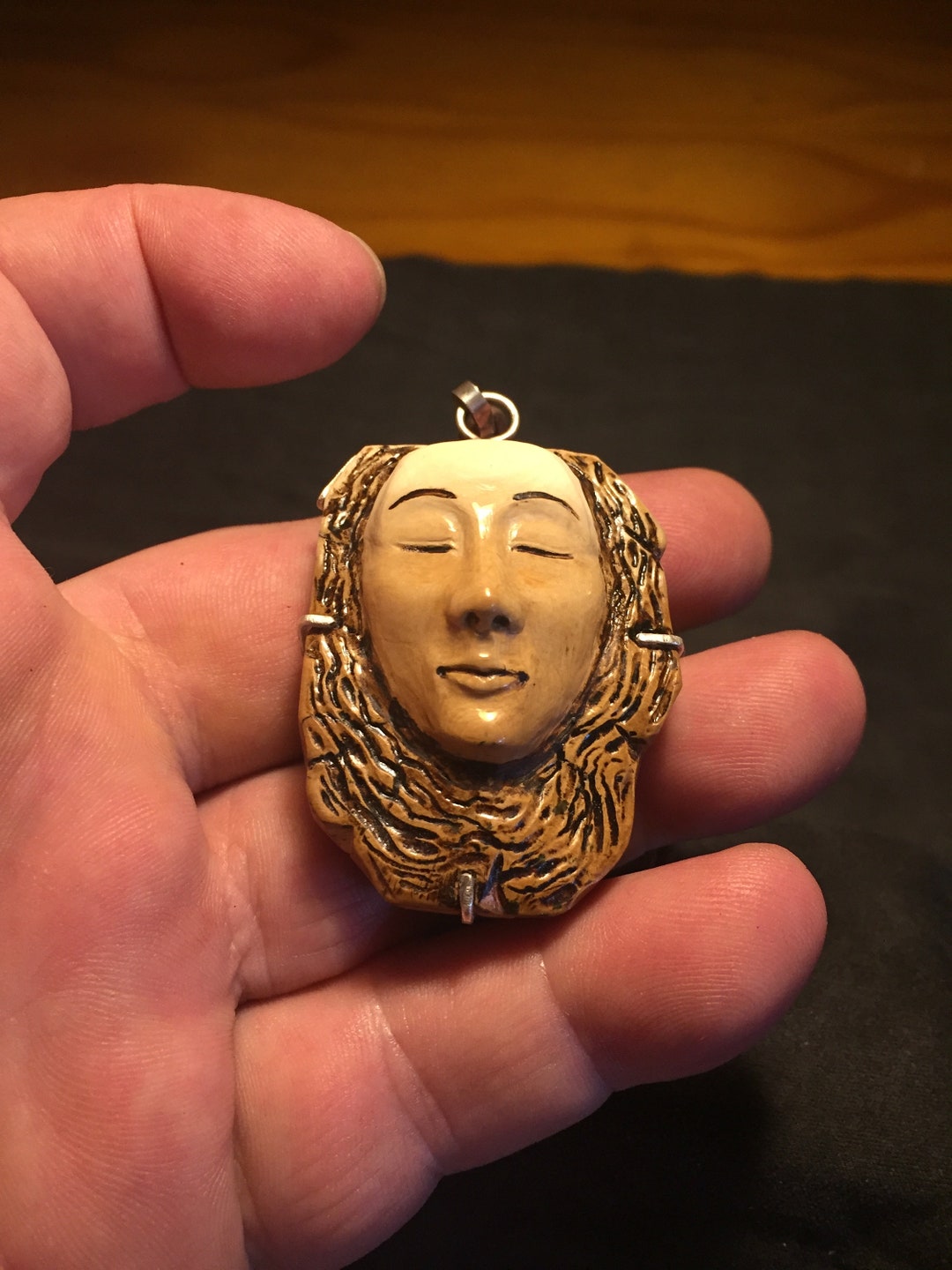 Amulet of the Goddess of the Earth Gaia. Made of Buffalo Bone, Ebony ...