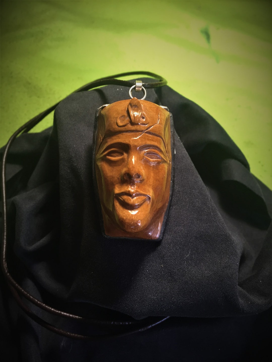 Pharaoh Akhenaten Amulet Carved in Buffalo Bone Ebony and - Etsy