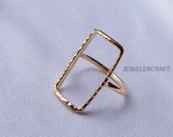 Long Rectangle Ring, 925 Sterling Silver Rectangle Ring, Square Ring ...