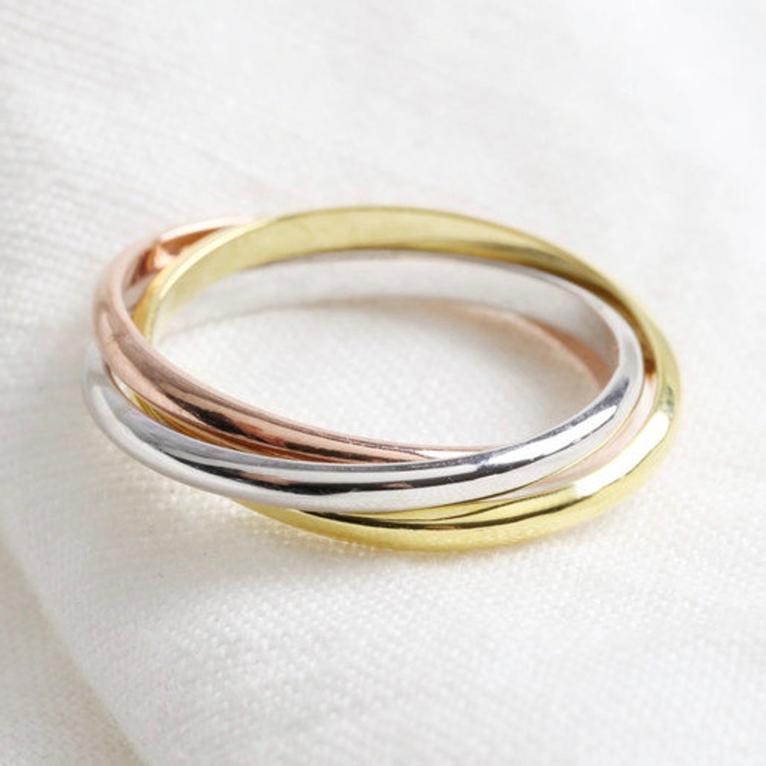 Triple Interlocked Ring Three Colors-super Skinny Minnie Rolling ...