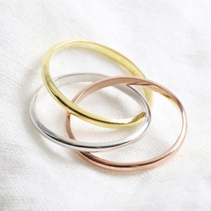 Triple Interlocked Ring Three Colors-super Skinny Minnie - Etsy