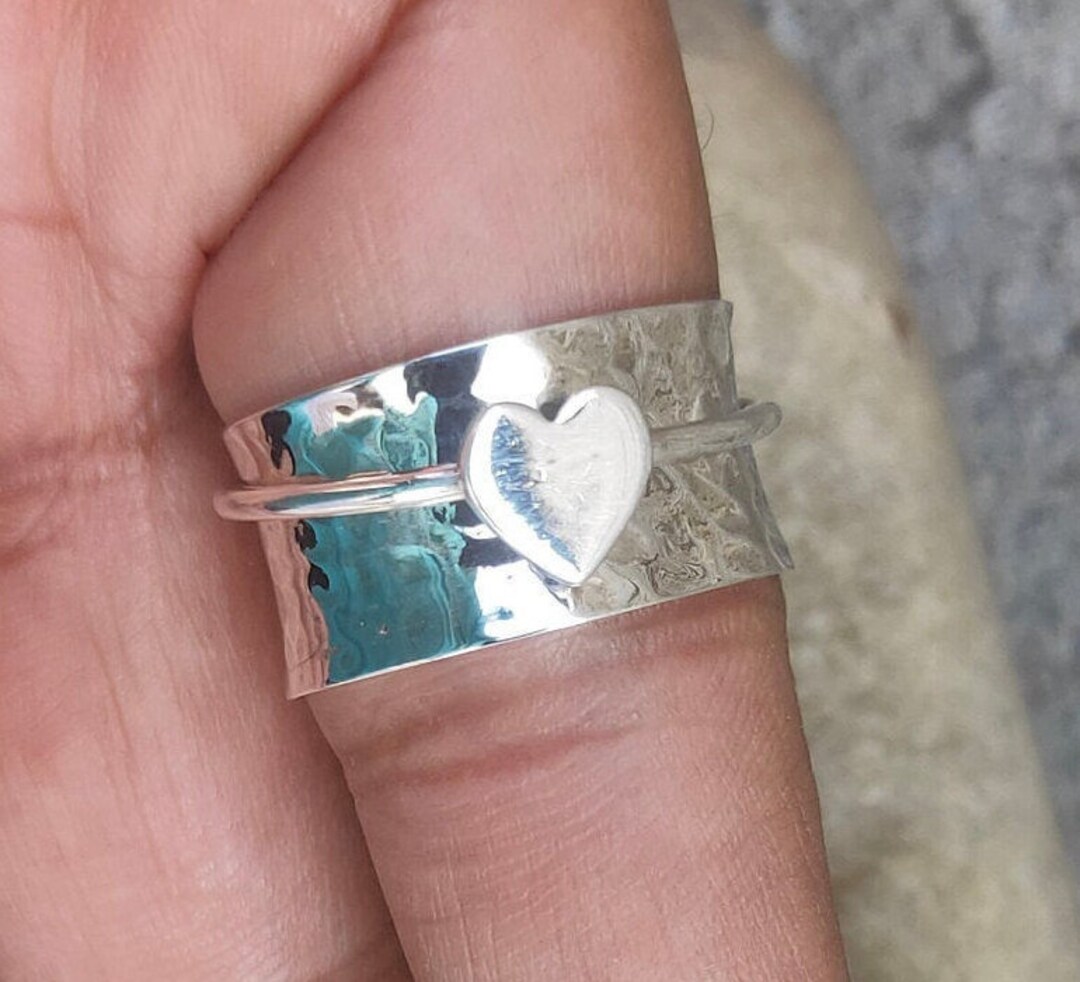 Silver Fidget Spiner Ring, Sterling Silver Anxiety Ring, Sterling ...