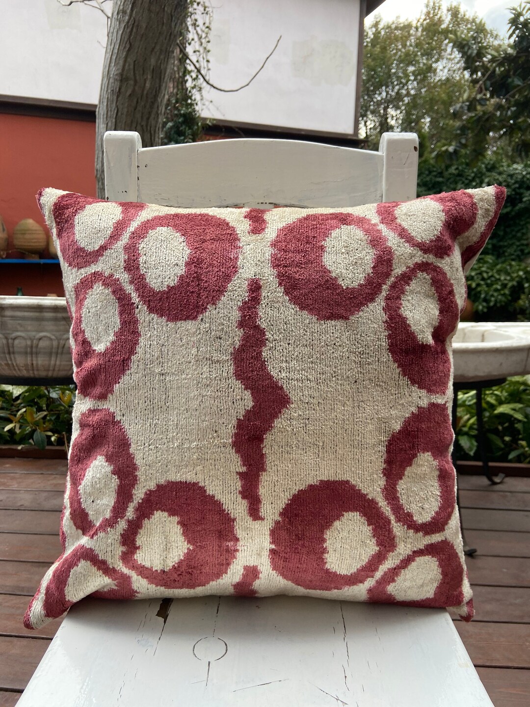 Ikat Velvet Pillow, 50x50cm Silk Ikat Pillowcase, Ikat Cushion, Throw ...