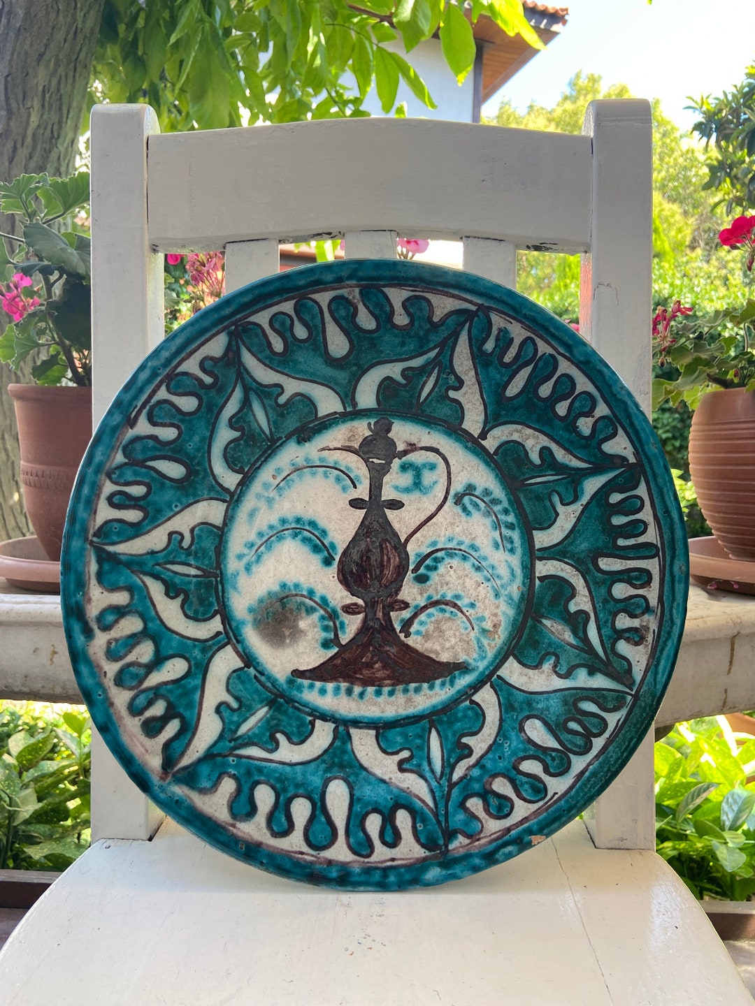 Antique Ceramic Plate,gift Decorative Plate on a Stand,antique Clay ...