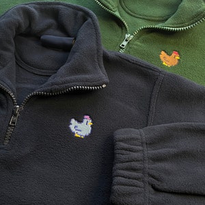 Pixel Chicken 1/4 Zip Fleece Jacket - Etsy