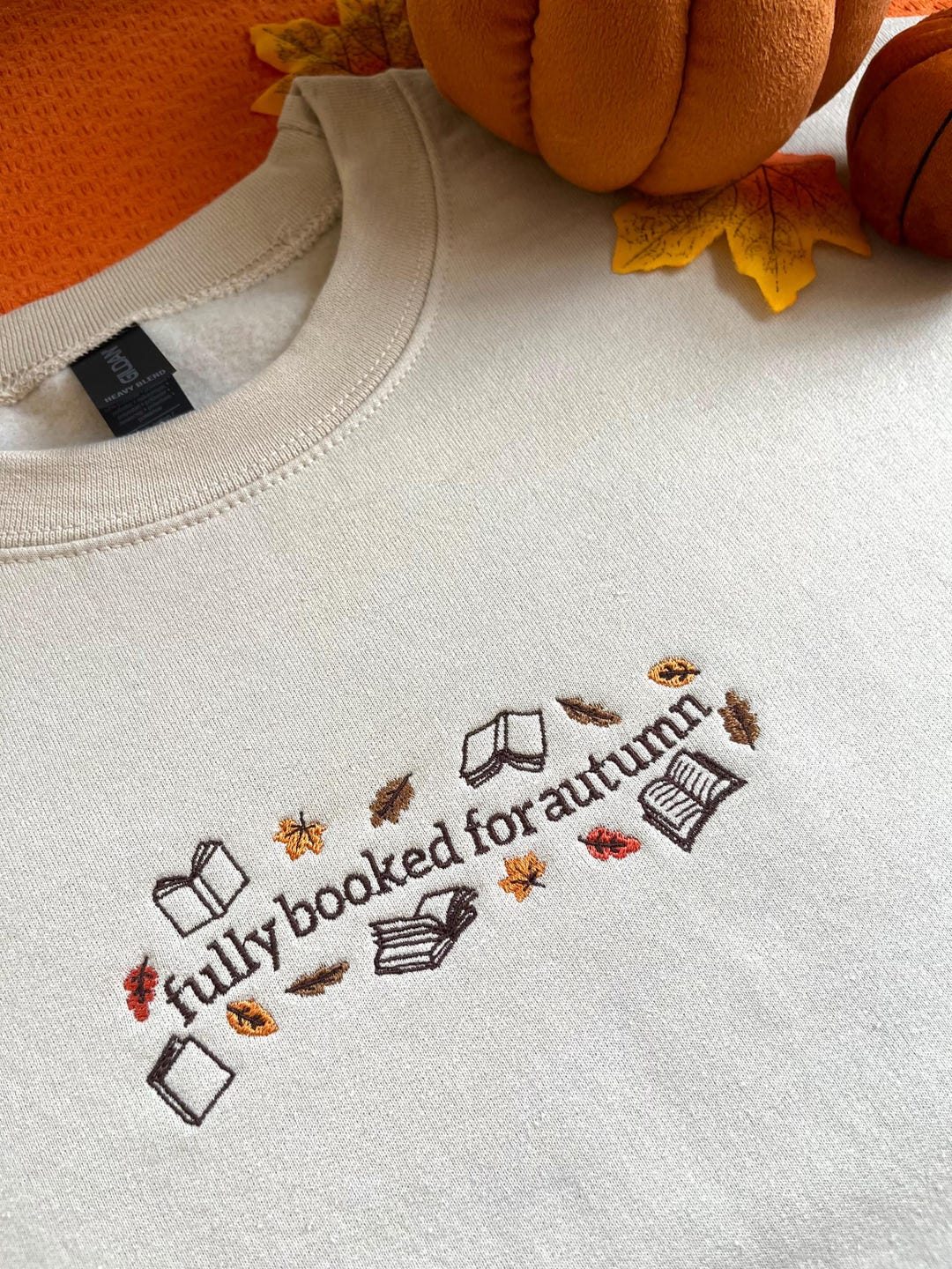 Fully Booked for Autumn | Bookish Autumn Embroidered Sweatshirt - Etsy UK