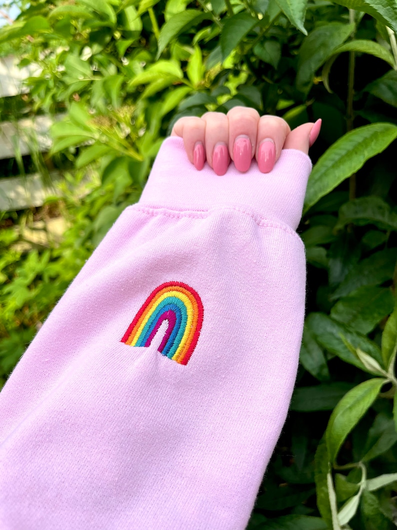 Rainbow, Sun & Cloud Sweatshirt With Sleeve Details - Etsy