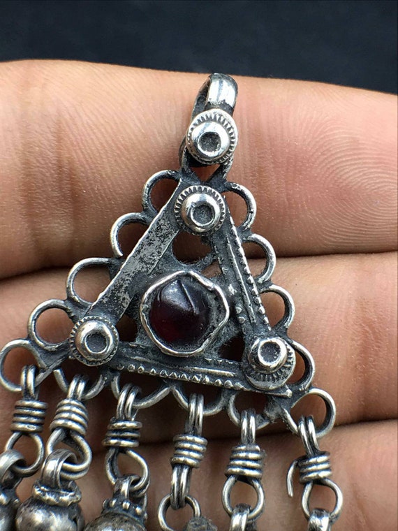Antique antics handmade very old silver pendant - Gem