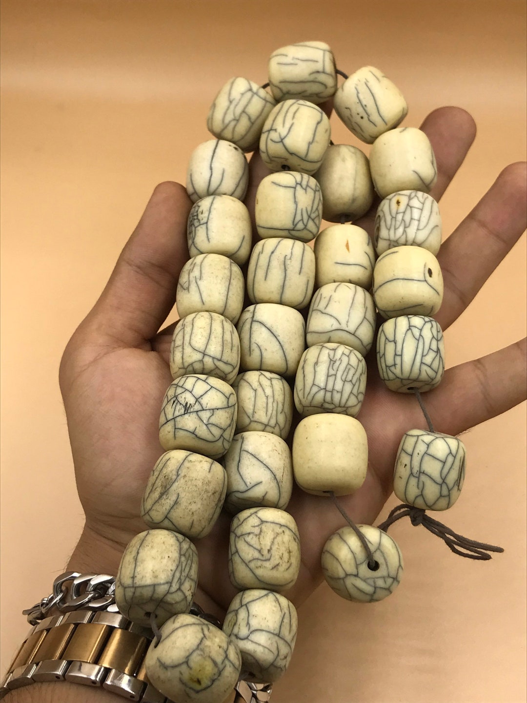 Antique Very Very Beautiful Plastic White Amber Beads 10 Years Old Sell ...