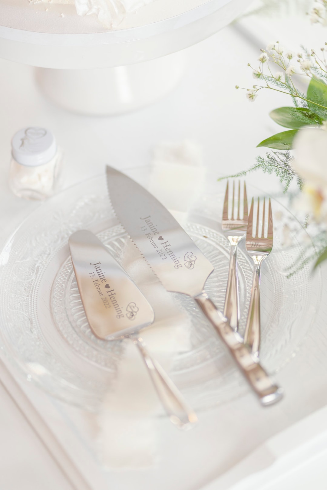Cake Servers, Cake Knives and Cake Forks With Individual Engraving I ...