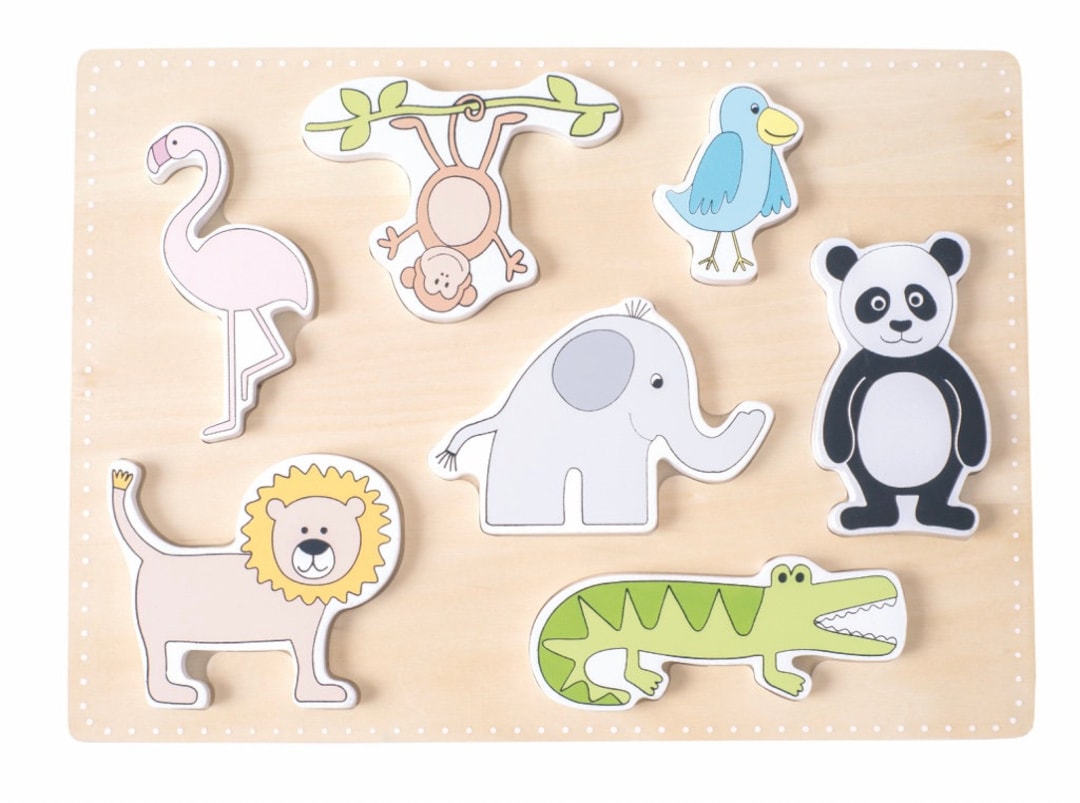 Wooden Puzzle Safari Animals Wooden Toys Personalized for Kids Birth ...
