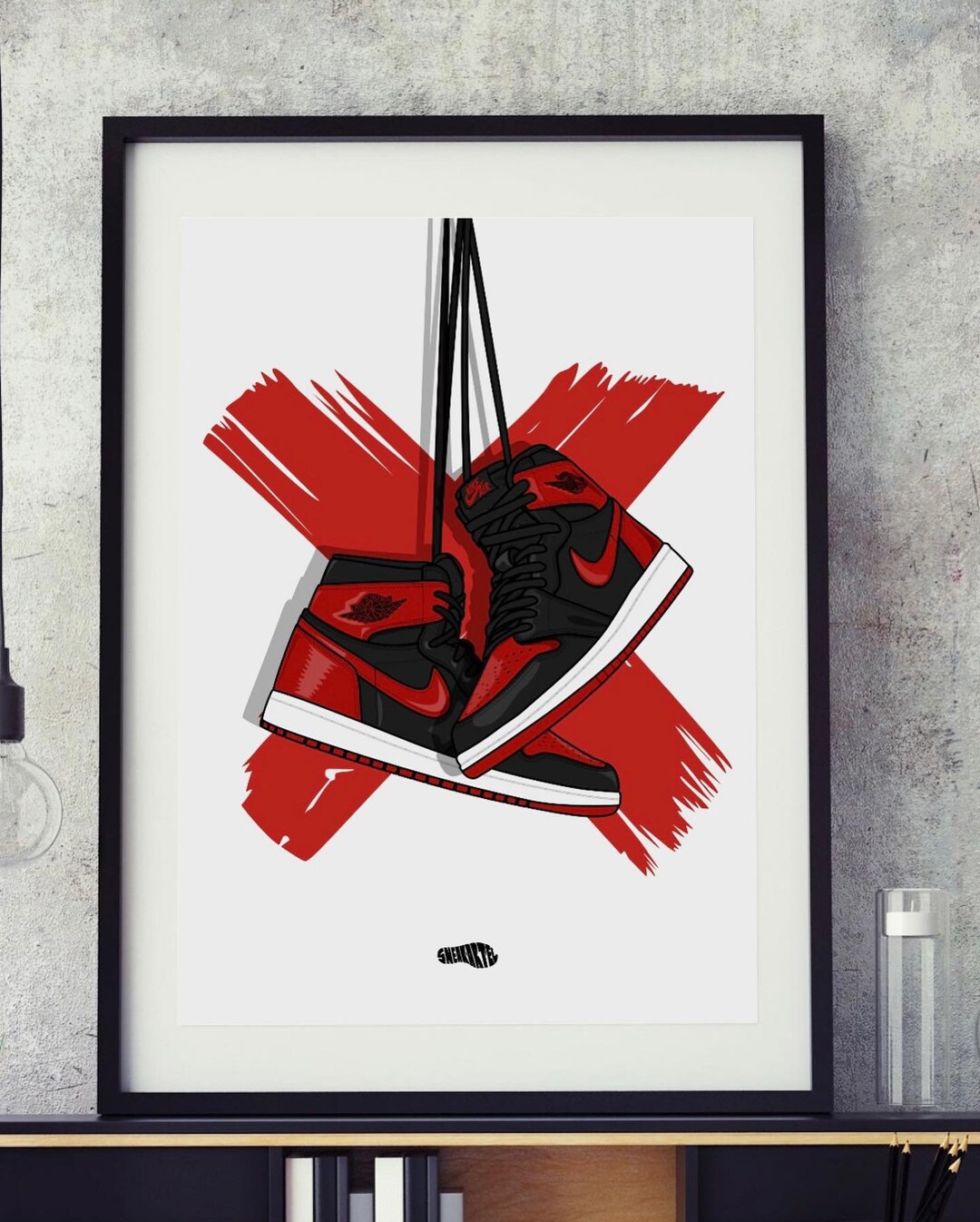 Poster Nike Air Jordan 1 banned bread Sneaker Print - Etsy