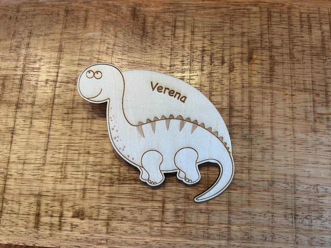 Dino Name Tag / Button Made of Wood - Etsy UK