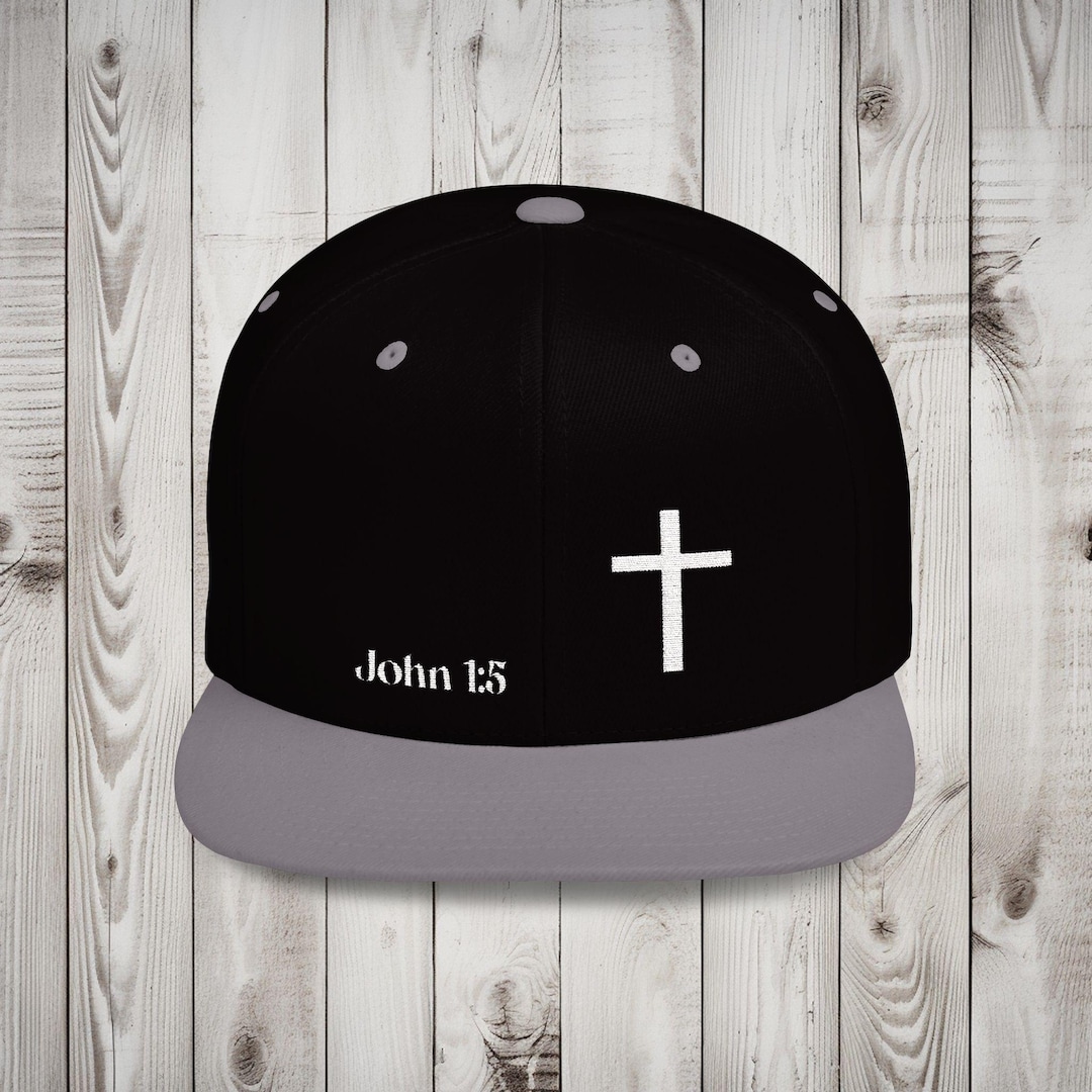 Christian Snapback Hat - John 1:5 Bible Verse Cap, Embroidered Cross ...