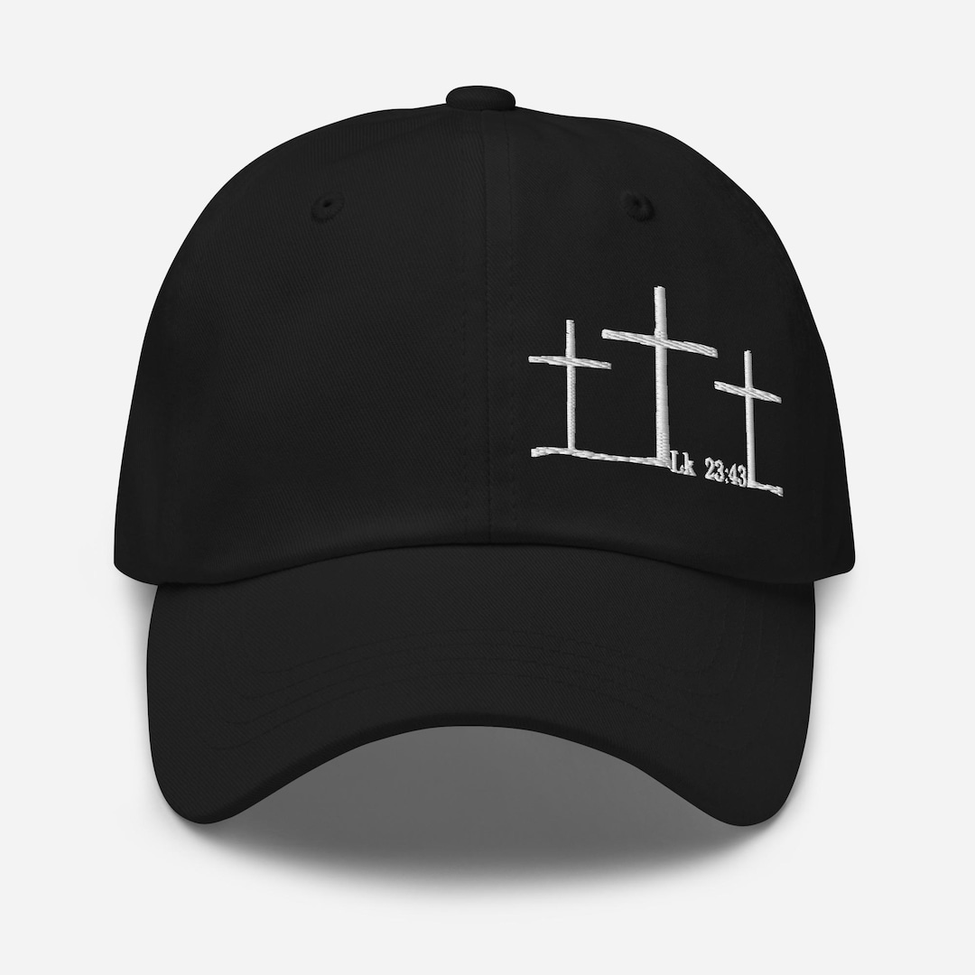 Embroidered Three Crosses Dad Hat: Christian Bible Verse Cotton Twill ...