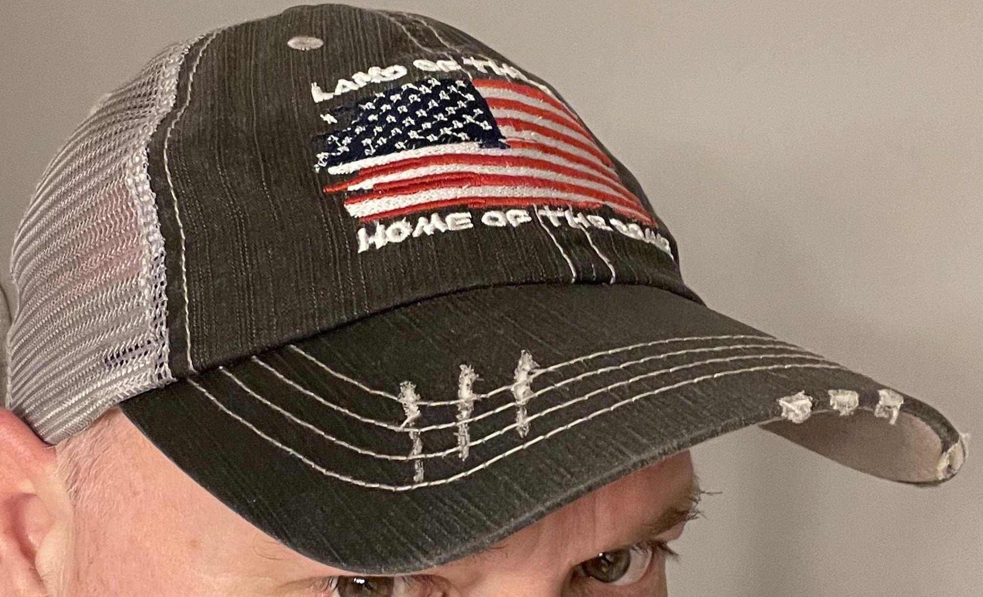 Grey Distressed American Flag Trucker Cap American Flag Hat - Etsy