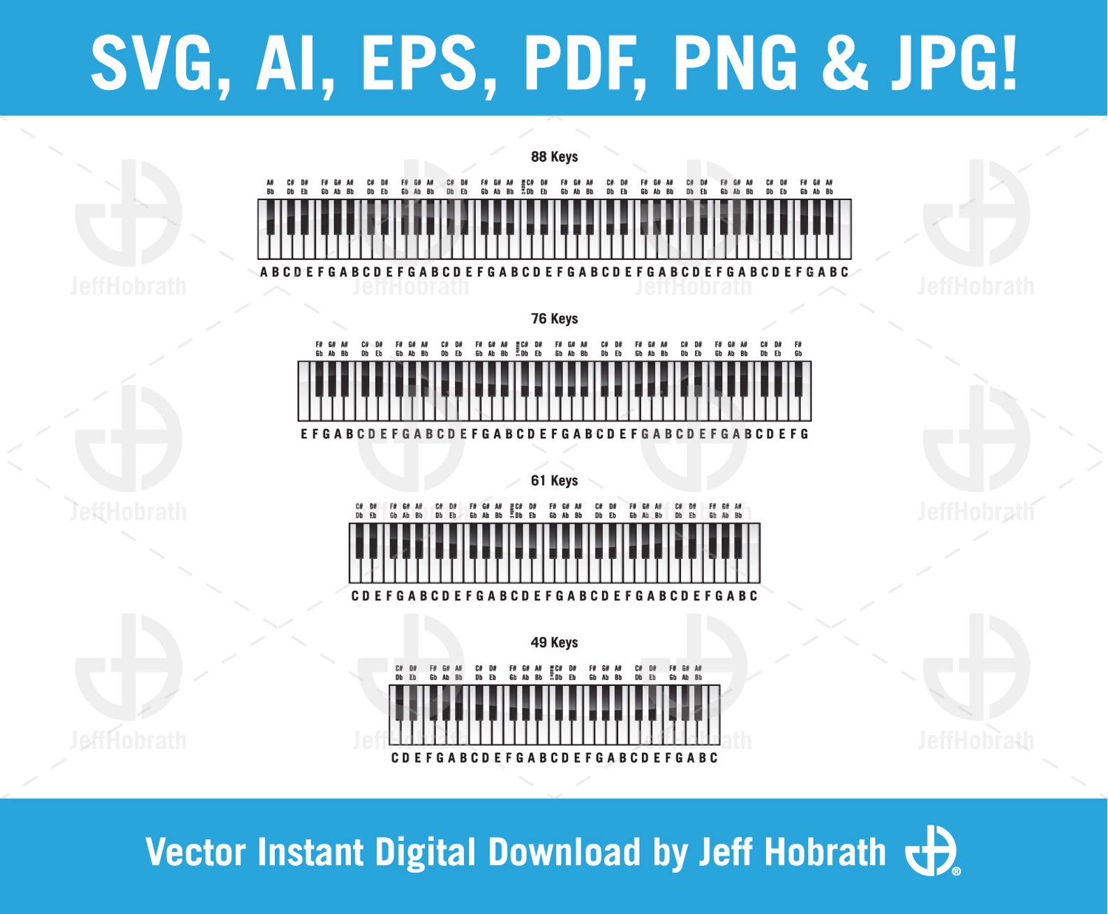 Piano Keyboards in 88 Key 76 Key 61 Key 49 Key Layouts | Etsy