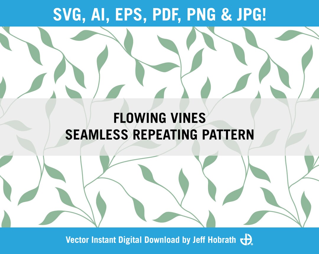 Green Vine Branches and Leaves Abstract Seamless Repeating Pattern ...