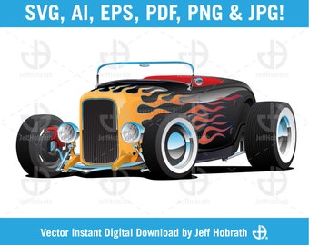 Model T-bucket Hot Rod Cartoon Digital Vector File PMS - Etsy