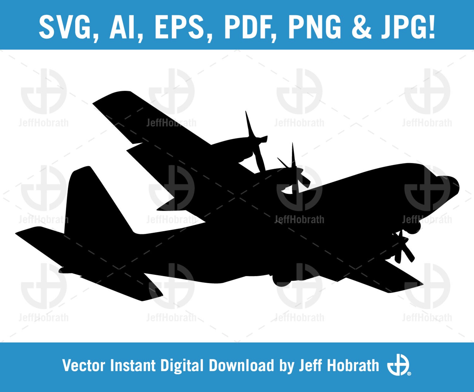 C-130 Hercules Military Aircraft Silhouette Isolated Vector ...