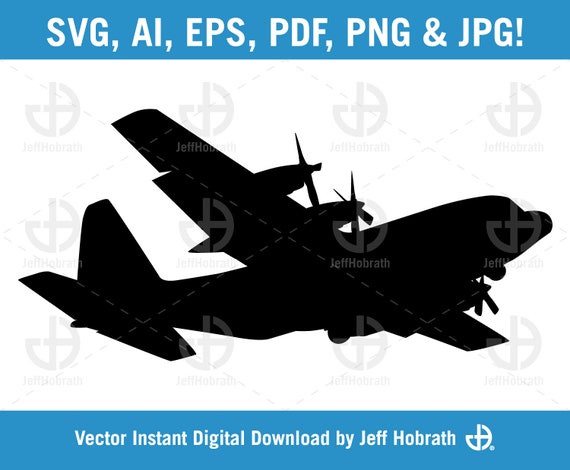 C-130 Hercules Military Aircraft Silhouette Isolated Vector - Etsy