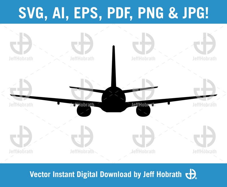 Big Jet Aircraft Front Silhouette Isolated Vector Illustration - Etsy
