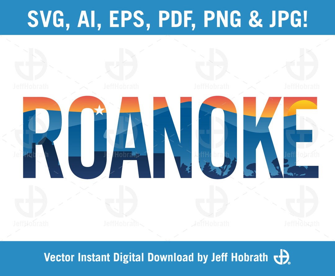 Roanoke Virginia With Landscape Overlay Color Isolated Vector ...