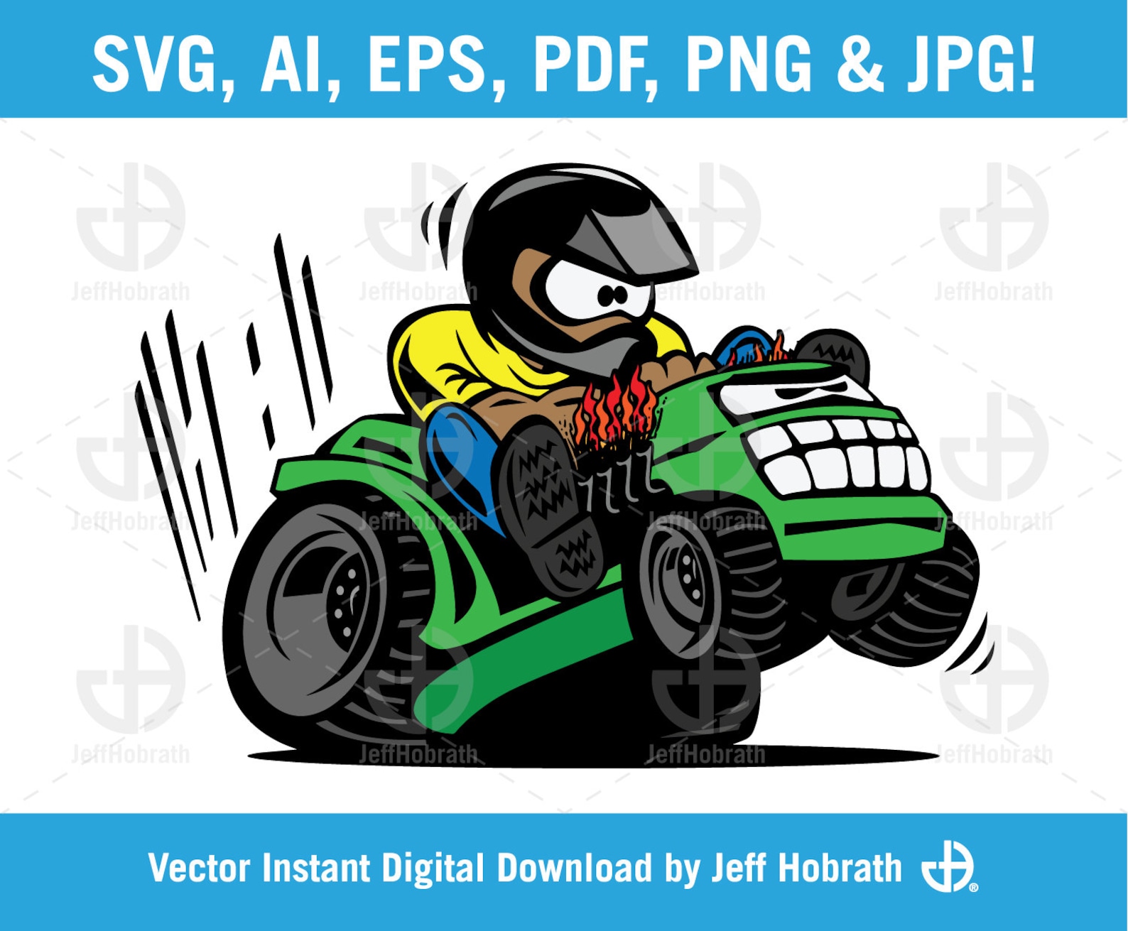 Racing Lawnmower Cartoon Color Isolated Vector Illustration Digital ...
