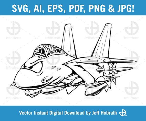 F-14 Tomcat Military Fighter Jet Aircraft Cartoon Vector - Etsy